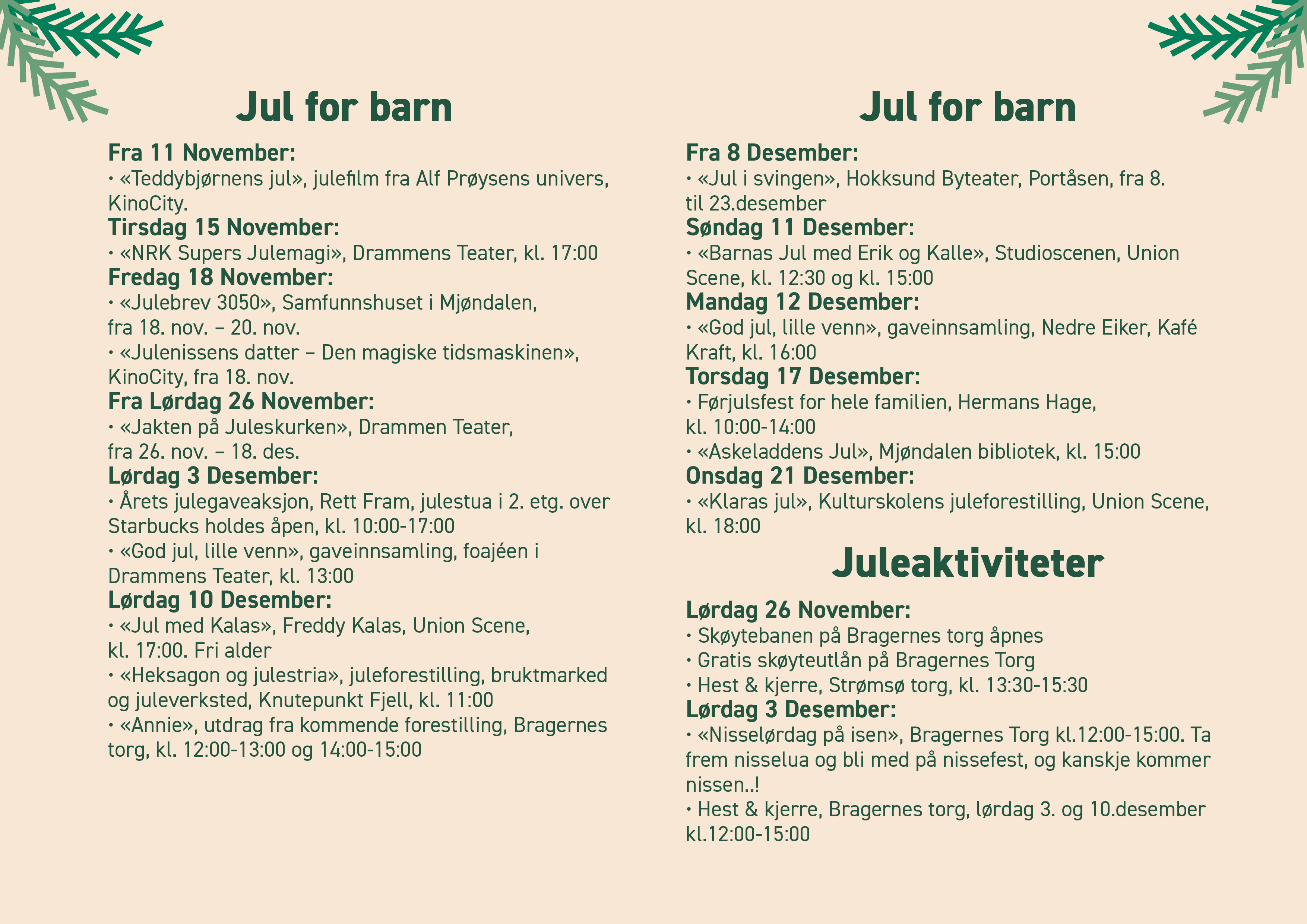 Program for julen - Byen vår Drammen